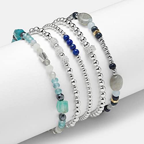 Silpada 'a Threefold of Beads' Cubic Zirconia Stretch Bracelet in Sterling Silver, 6 3/4"