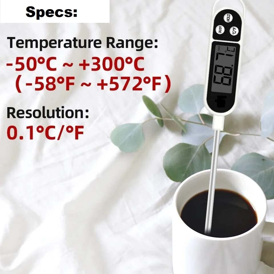 TP300 Digital Meat Thermometer for Cooking Food, Kitchen Needs, Smoker Oven BBQ Grill, Candy, Drinks, Instant Read, Long Probe