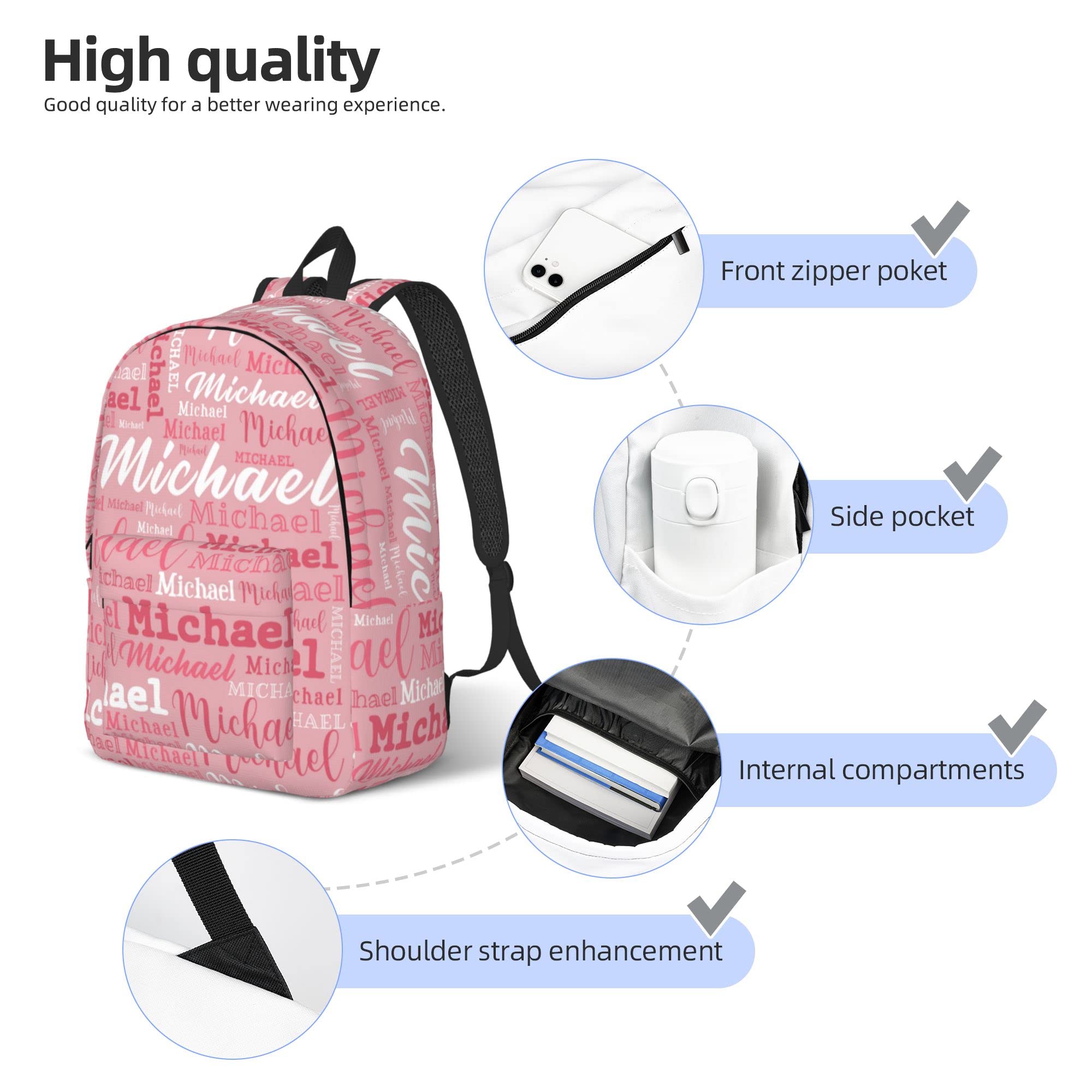 sewbuapo Custom Backpack with Name, Personalized Nmae School Backpack for Boys Girls, Customized 17Inch Student Bookbag with Lunch Bag Pencil Case for Travel, Work and School