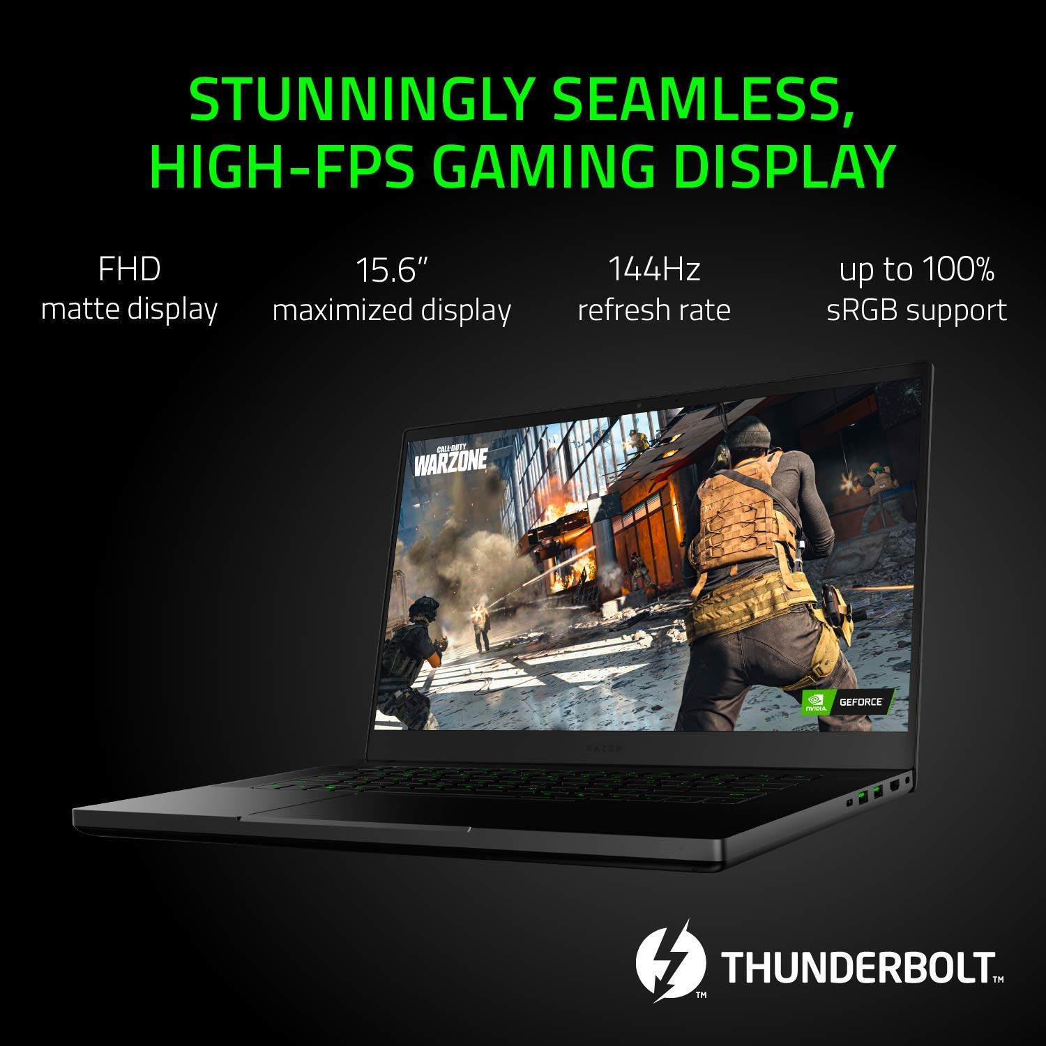Razer Blade 15 Base Gaming Laptop 2020: Intel Core i7-10750H 6 Core, NVIDIA GeForce RTX 2070 Max-Q, 15.6" FHD 1080p 144Hz, 16GB RAM, 512GB SSD, Chroma RGB, Thunderbolt 3, Black (Renewed)