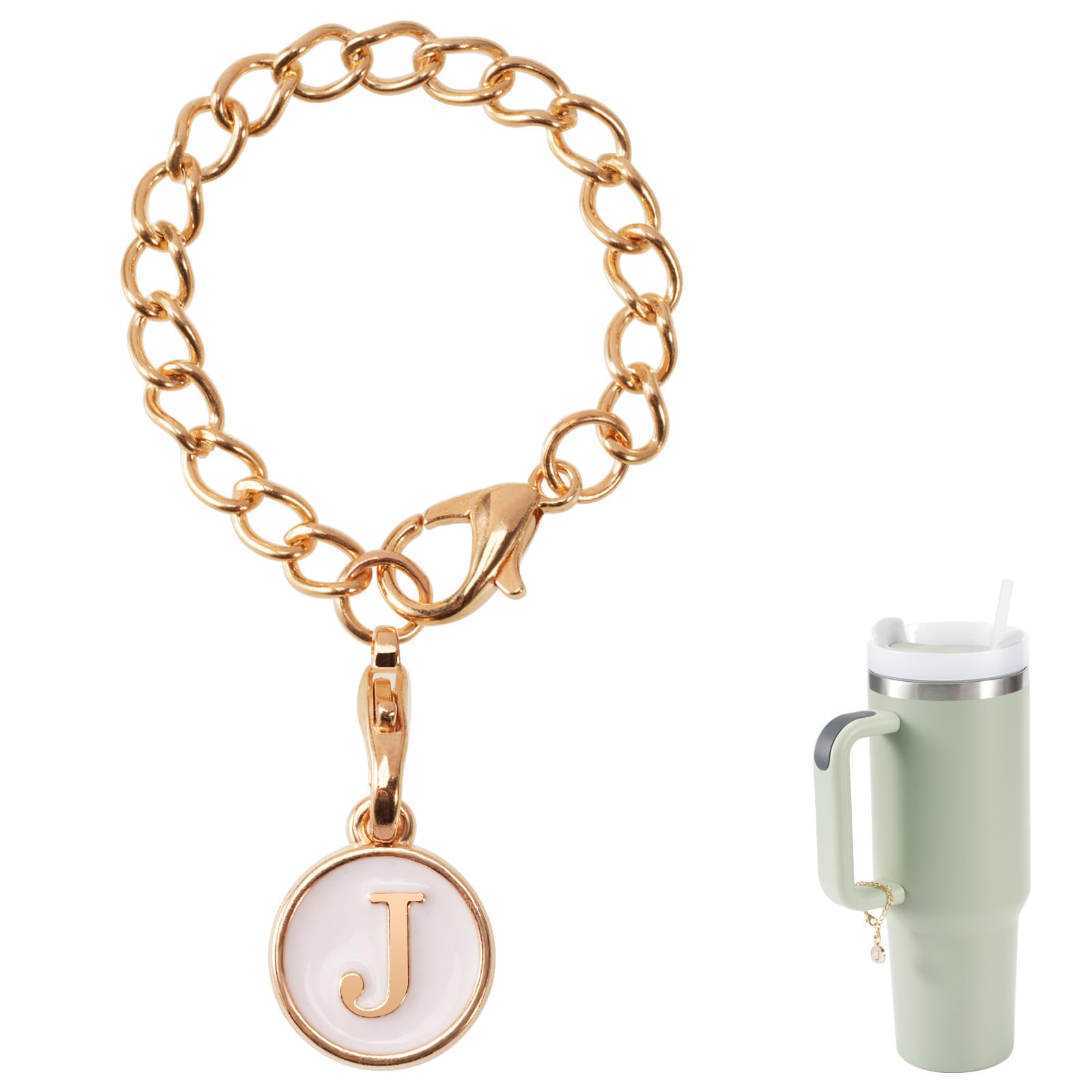 MOTAIN Letter Charm Accessories For Stanley Cup,Stainless Steel Name Id Letter Handle Charm,Upgraded Water Cup Handle Identification Letter Charm(J)