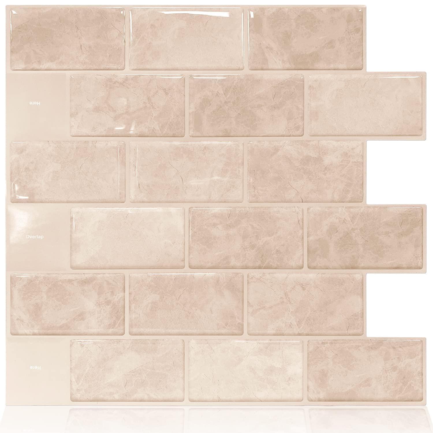 STICKGOO 10-Sheet Peel and Stick Subway Tile Backsplash, 13"x 12" Kitchen Backsplash Peel and Stick Tiles 3D Wall Panels