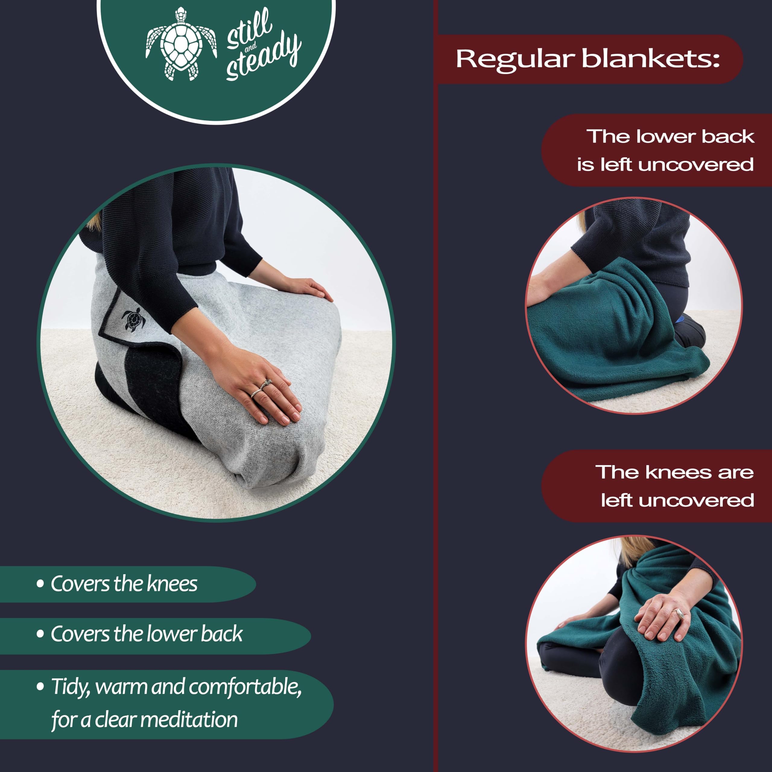 still and steady Meditation Blanket - Yoga Blanket - accessories for meditation mat, yoga mat (Red Wool)