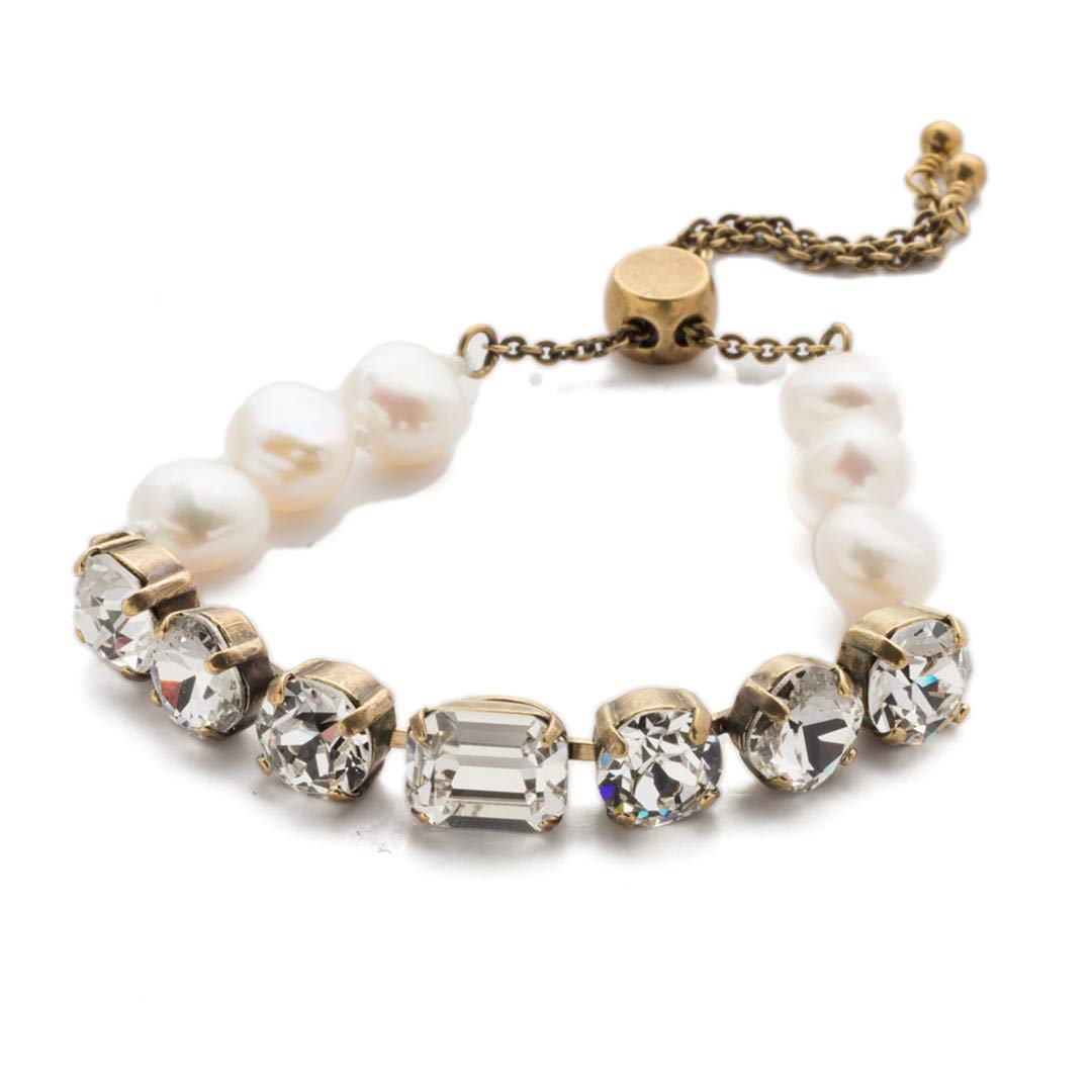 Sorrelli Cadenza Slider Bracelet, Antique Gold-Tone Finish, Crystal