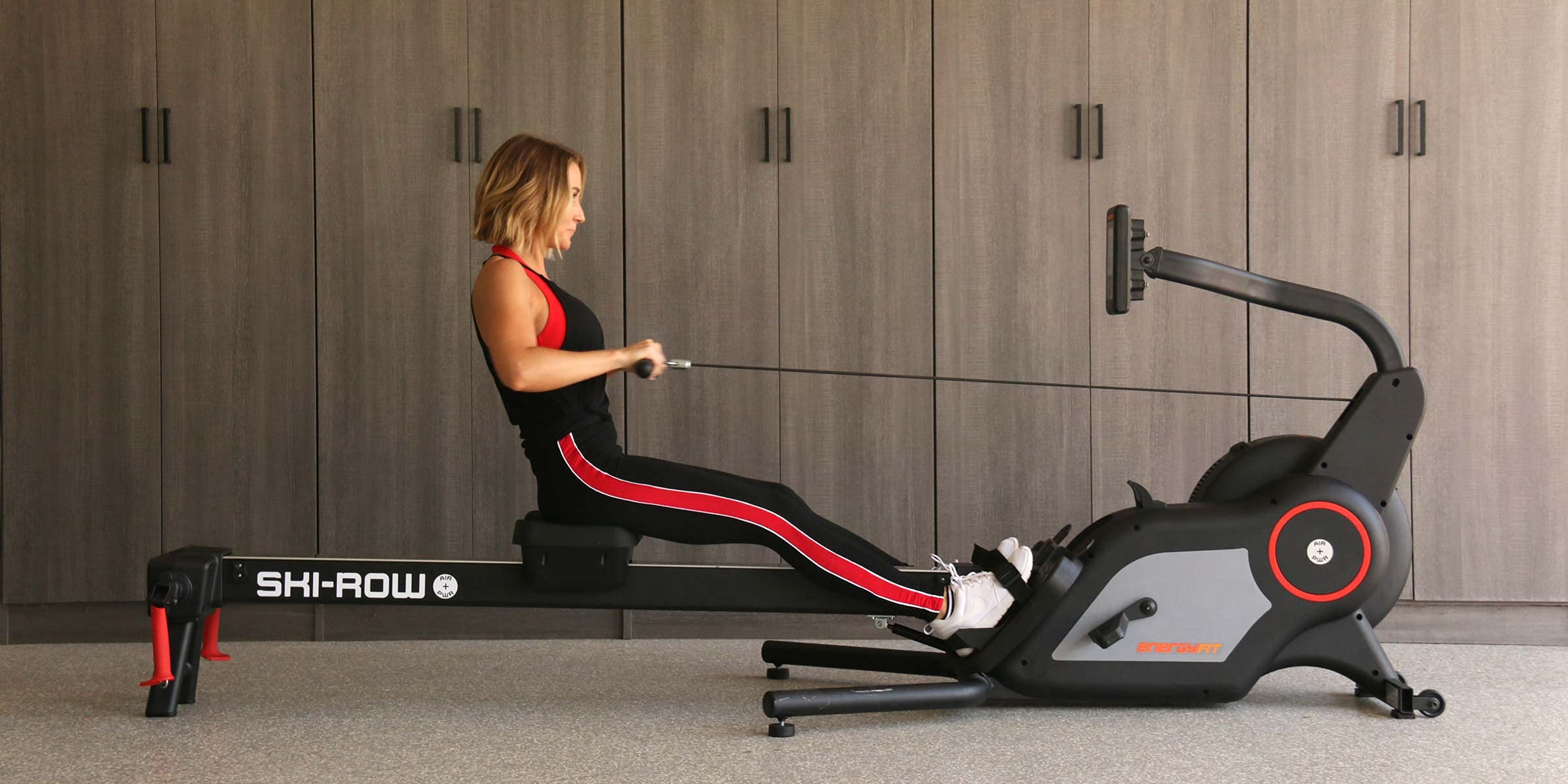 SKI-Row (v1.1) Combination (2 in 1) Ski-Trainer and Rowing Machine with AIR + Available Magnetic Resistance, Compact Footprint, Folds for Easy Storage, Total Body Workout