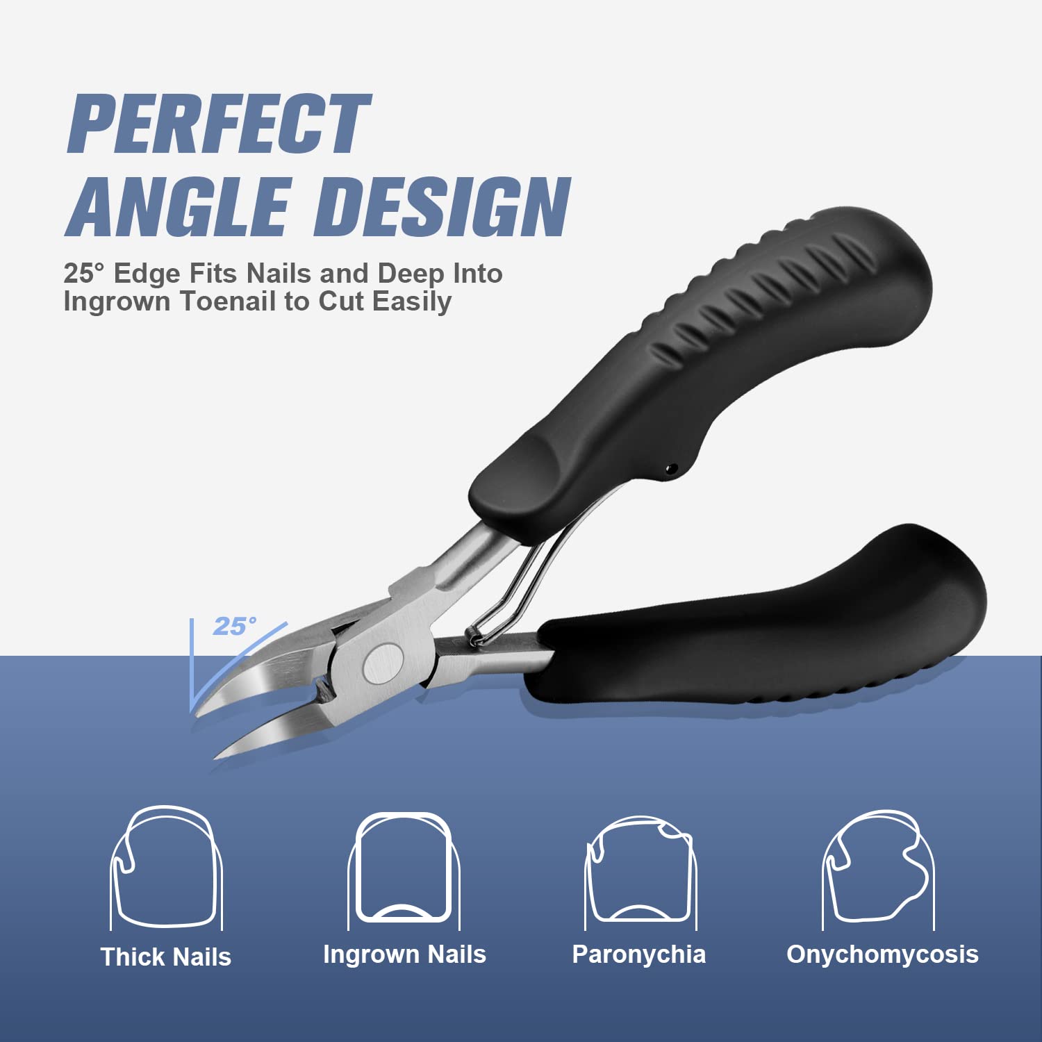 Nail Clippers for Thick & Ingrown Toenails - Sharp Curved Blade & Non-Slip Handle -Toenail Clippers for Men, Women, and Seniors - Professional Heavy-Duty Pedicure Tool Gift