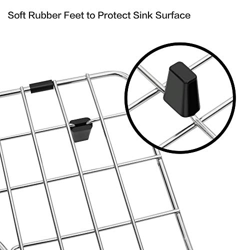 Zeesink Sink Protectors for Kitchen Sink,Sink Grid 14 15/16" X 13",Sink Bottom Grid,Stainless Steel Sink Protector,Sink Grate with Center Hole