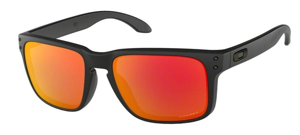 Oakley Holbrook OO9102 9102E2 57M Matte Black/Prizm Ruby Square Sunglasses For Men + BUNDLE Accessory Leash Kit+ BUNDLE with Designer iWear Eyewear Kit