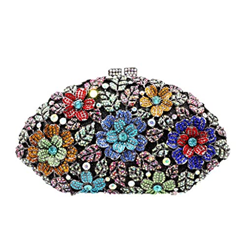 ZHUHW Women Evening Handbag Solid Crystal Flower Purses Chain Wedding Wallet Clutches Bags (Color : Gray, Size : 1)