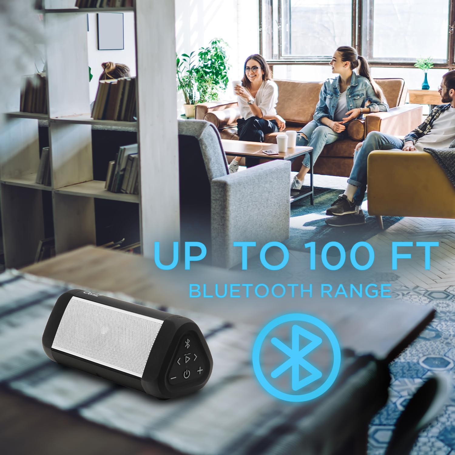 OontZ Ultra Bluetooth Speaker, Portable Wireless Speaker, 14 Watts, Up To 100 Ft Bluetooth Range, IPX7 Waterproof Speaker (Black with White Grille)