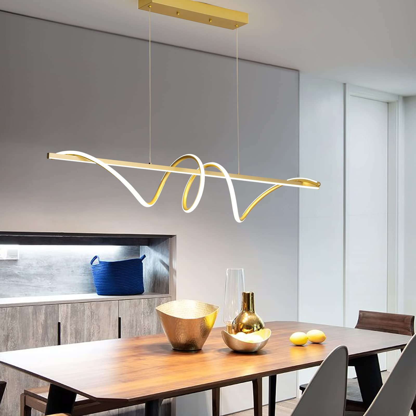 Modern Chandelier, Dimmable LED Pendant Light, Ring Chandelier for Living Room, Dining Room, Kitchen, Bedroom 39IN