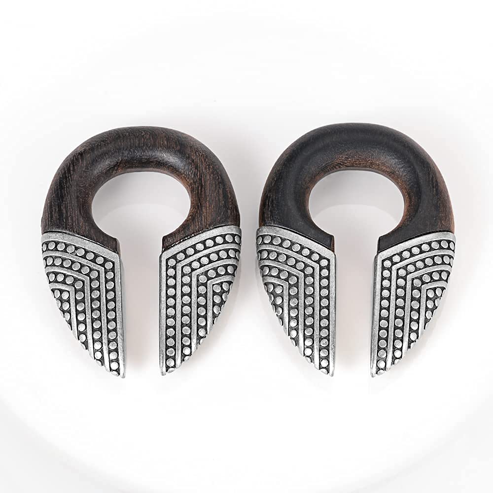 PUNKYOUTH 2PCS Wood Ear Weight Plugs and Tunnels Expander Gauges Stretcher Earrings Gauge 9/16/"(14mm) (#2 Silver-9/16)