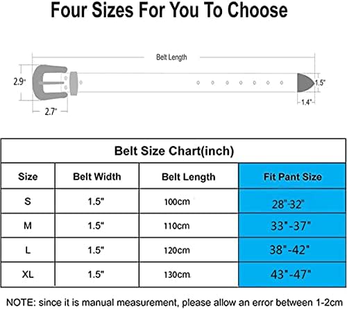 Vxrxal Men Rhinestone Belt Western Bling Studded Design Leather Diamond Belt for Jeans (M:fits waist size 33''-37'', black)