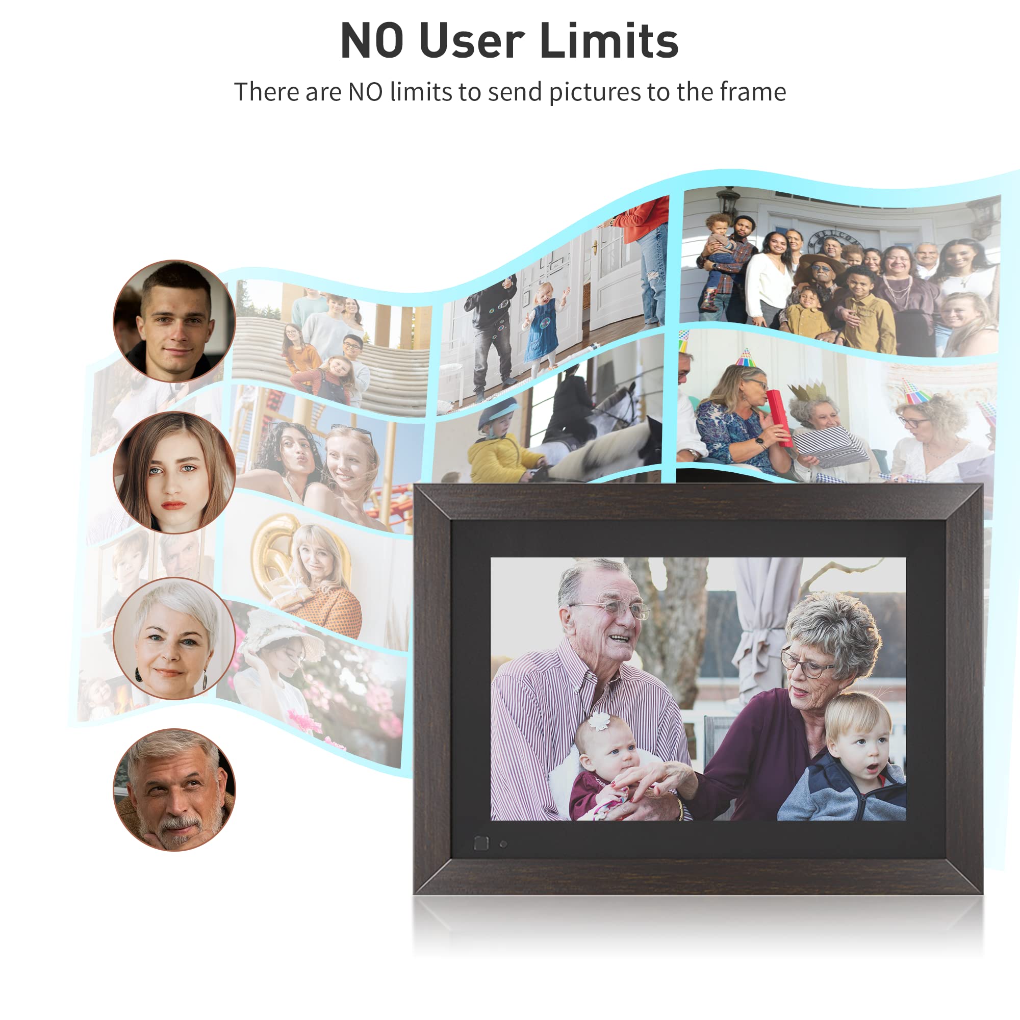 SGIN 10.1 Inch Digital Picture Frame, 16GB Storage Smart Cloud Photo Frame with 1280 * 800P IPS Touch Screen, Auto-Rotate, Wall-mountable, Electronic Picture Frames via AiMOR APP