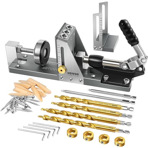 Pocket Hole Jig Kit Woodworking Hole Locator Drill Bits Angle Drill Guide Set Hole Puncher DIY Carpentry Tools Adjustable Woodworking Drill Guide Accessory