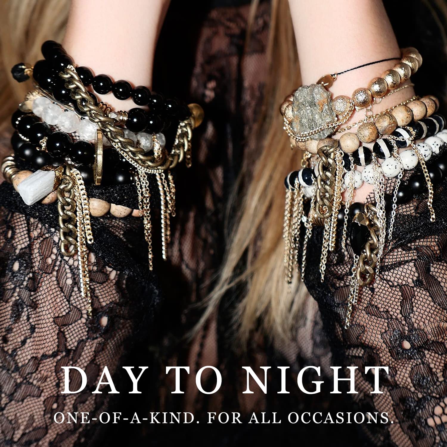 THE LACE PROJECT β Handmade Beaded Bracelets | Authentic Gemstones and Crystals With Healing Properties | Gold Filled Hardware | Gold Chain | Mix and Match Stack Bracelets | Mykonos