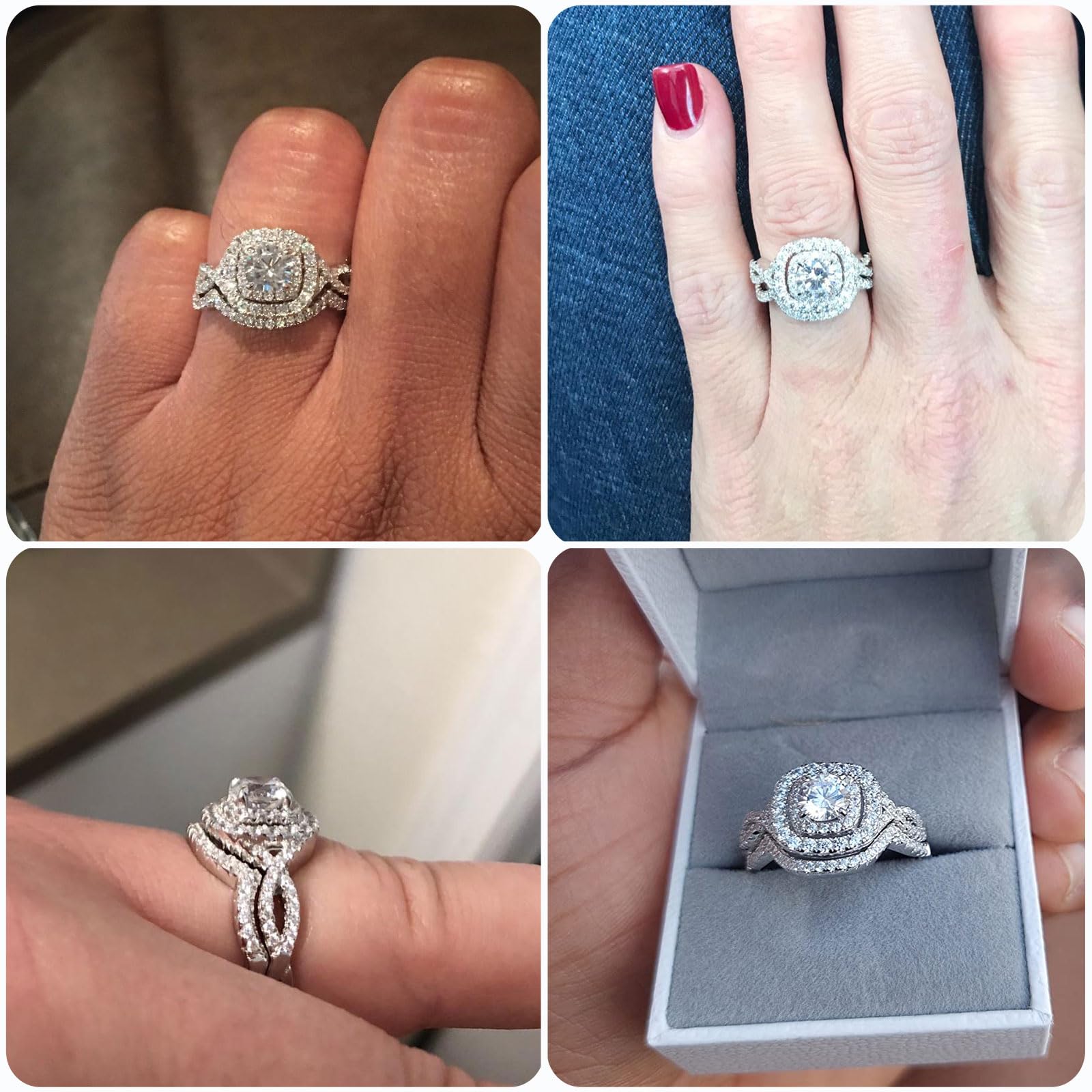 Newshe Wedding Band Engagement Ring Set for Women 925 Sterling Silver 1.8Ct Round White AAAAA Cz Size 7