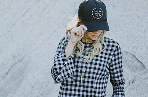 The Original Circle Mama Trucker Hat, Adjustable Snapback, Mom Hat, Mother's Day Birthday Gift (Mama Hat) Black