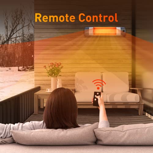 Wall Mounted Electric Heater, 1500W Hanging Space Heater w/Remote, Timer&1s Fast Heat, Overheat Protection, Super Quiet Waterproof Outdoor Patio Heater, Garage Heaters for Indoor Use