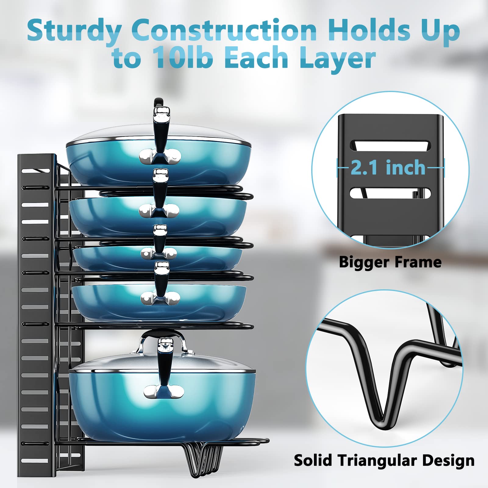 ORDORA Pots and Pans Organizer, 8 Tier with 3 DIY Methods