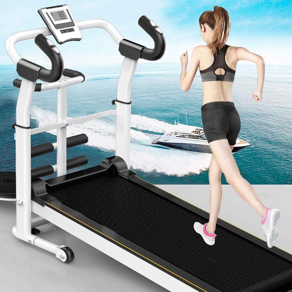 OKBOP Folding Manual Treadmill for Home, Multifunction Mini Portable Foldable Compact Treadmills Machine for Small Space, Incline Running Equipment with LCD Monitor (Black)