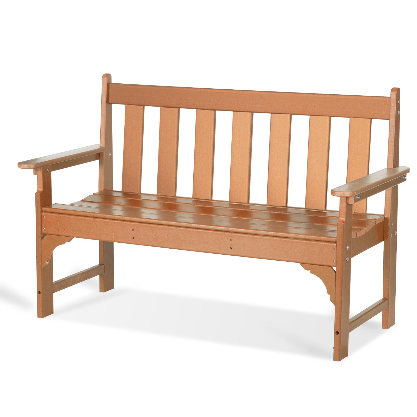 nalone Outdoor Bench, HDPE All Weather Patio Bench Load up to 800 Lbs, 2-Person Garden Bench Rot-Proof Fade Proof for Patio, Porch, and Park (Teak)
