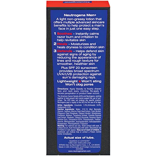 Neutrogena Men Triple Protect Face Lotion with Sunscreen SPF 20 1.70 oz (Pack of 3)