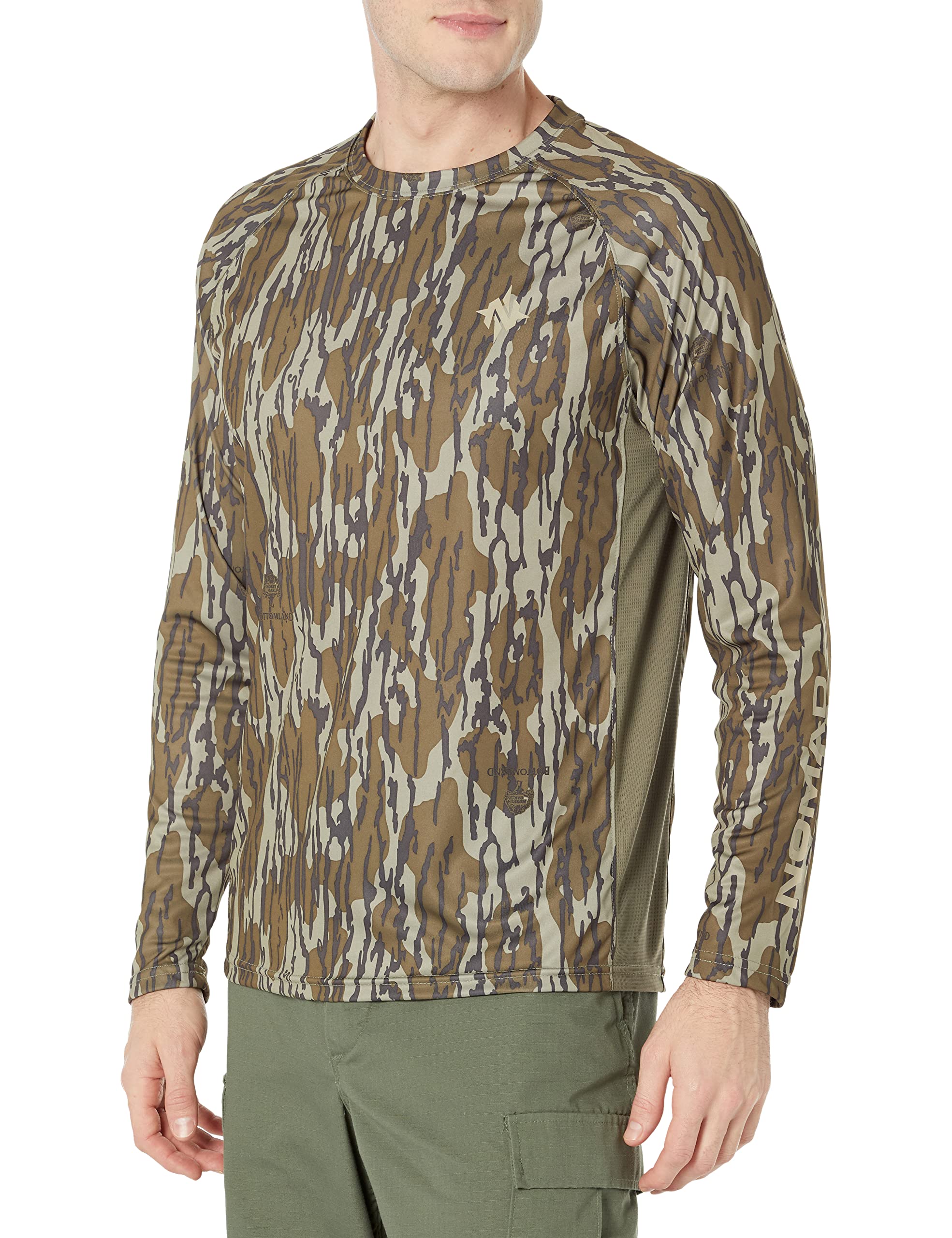 Nomad Mens Pursuit Long Sleeve Shirt, Hunting Shirt with Sun Protection, Mossy Oak Bottomland, 3X-Large