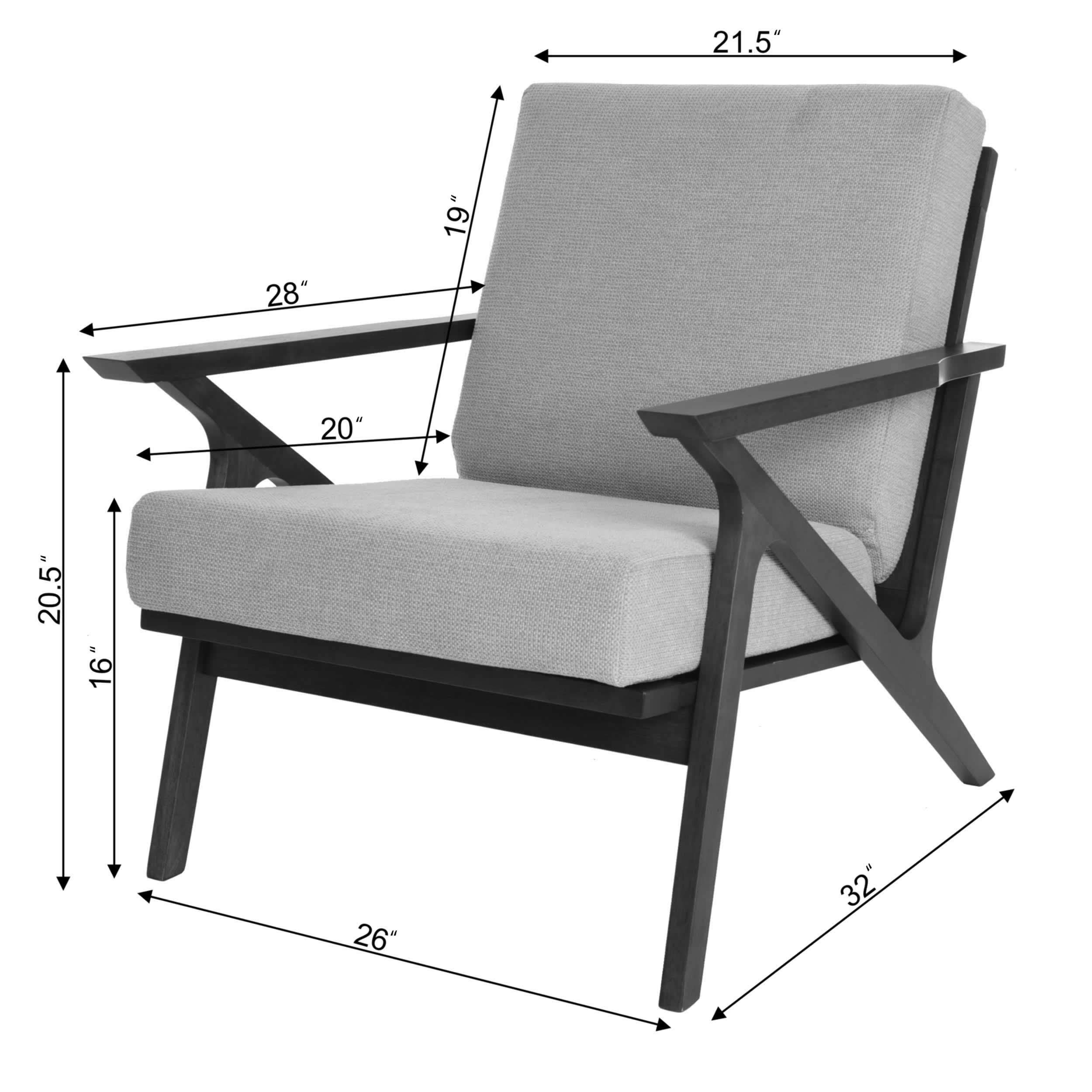 Mid Century Modern Armchair Solid Hardwood Upholstered Accent Chair