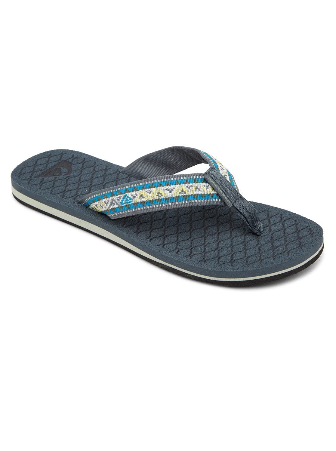 Quiksilver Men's 3 Point Sandal Flip-Flop, Green/Blue/Grey Hillcrest, 10