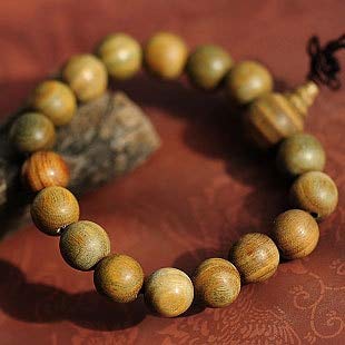 Ochoos Wholesale Tibetan Jewelery Natural Green Sandalwood 12mm Prayer Beads Buddha Bracelet Men/Women Lucky Gift Religion Charm - (Metal Color: 10mm)