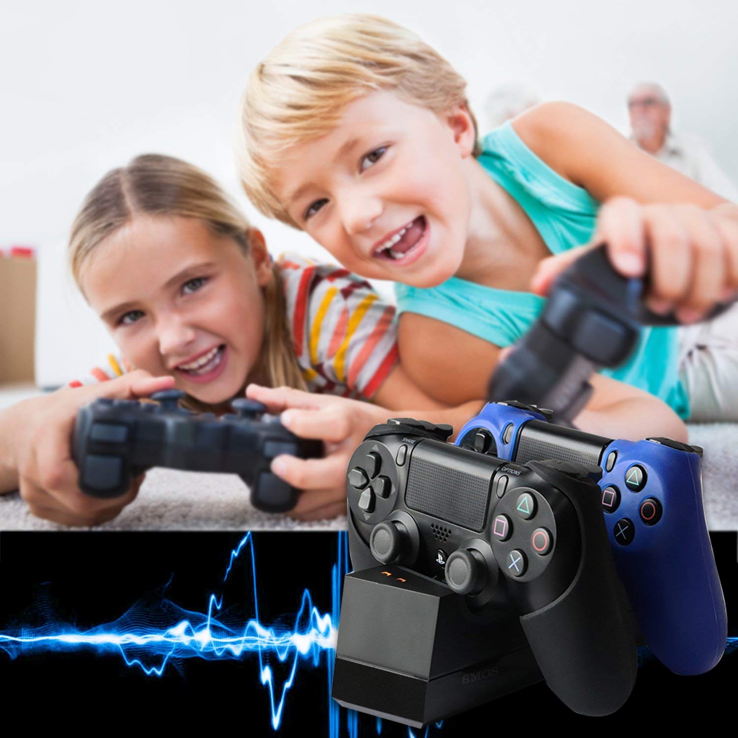 PS4 Controller Charger, Megadream Fast USB Charging Docking Station Solid Stand for Sony Playstation DualShock 4 PS4, PS4 Pro, PS4 Slim β Charge from Bottom Controller More Protective & Safer β Black
