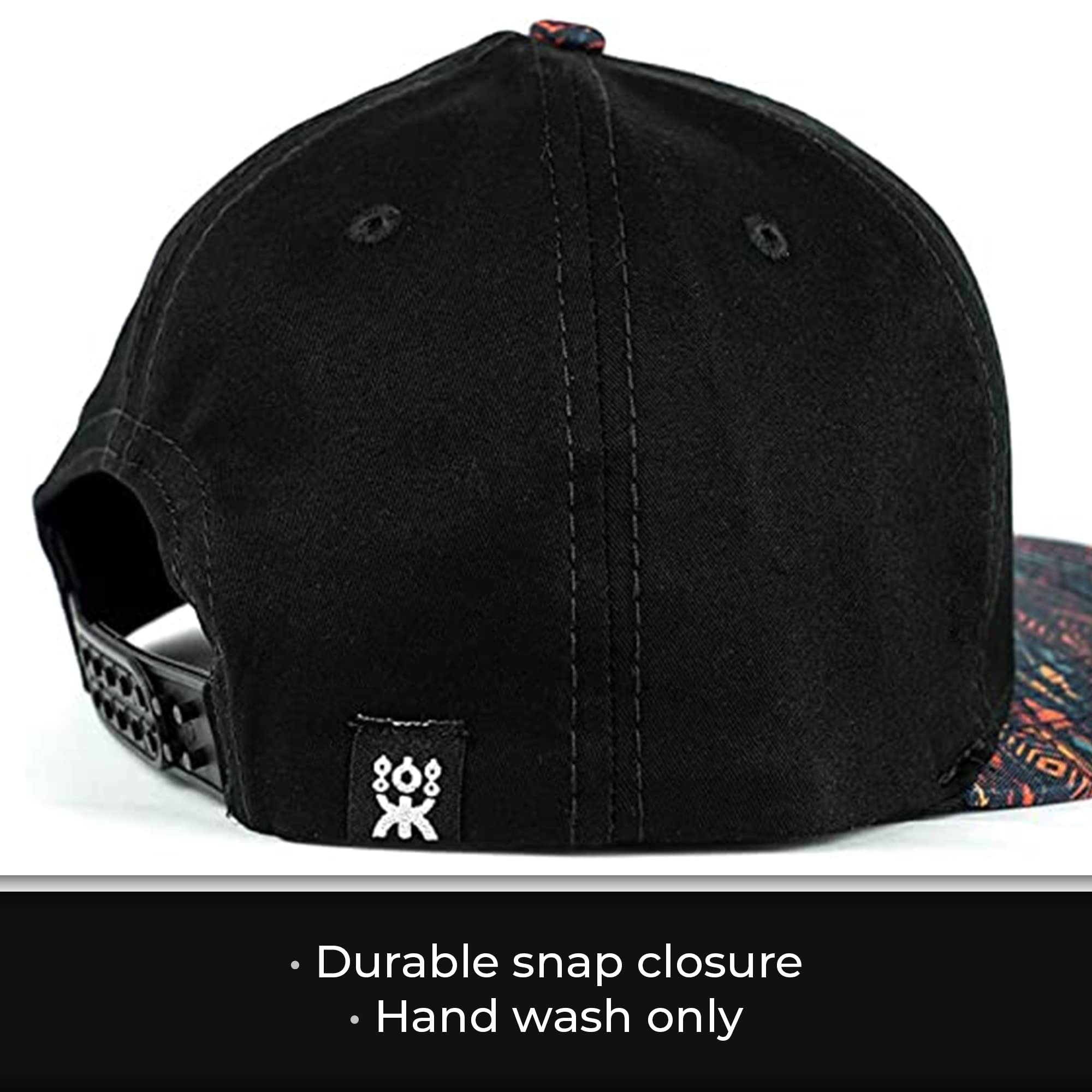 SHAMUNA Snapback Cap - Cool Snapback Vintage-Style Flat Brim Hat, One Size Fits Most Men, Black/Tribal Pattern