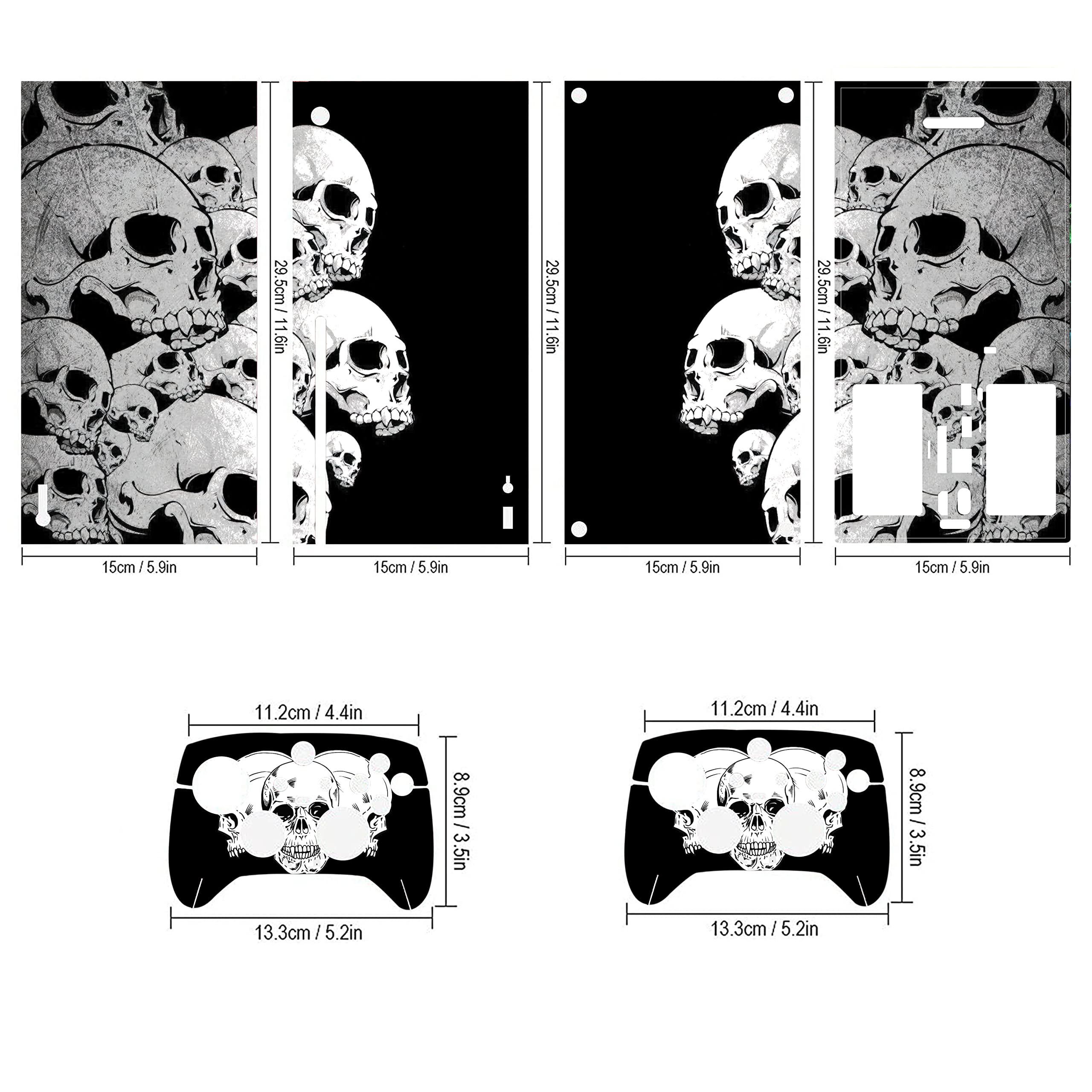 Skull X-Box Series X Skin Set，Cool Horror Protector Wrap Cover Protective Faceplate Full Set Compatible with X-Box Series X Console and Controller Skins