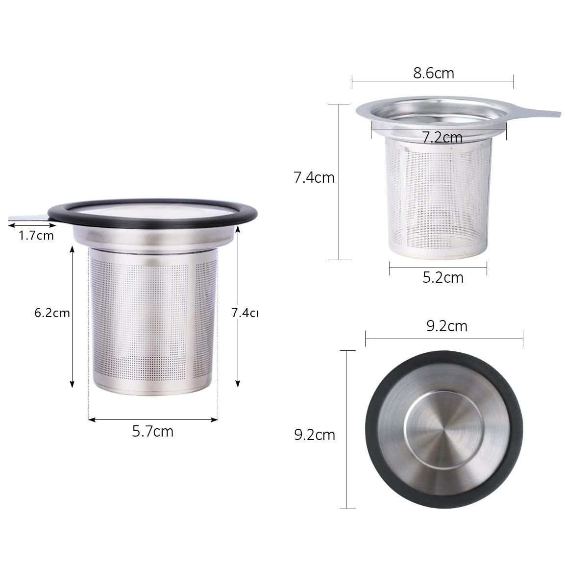 Tea Infuser, Extra Fine Mesh Tea Strainer with Silicone Lid, 304 Stainless Steel Tea Infusers for Loose Tea, Tea Steeper Basket Filter for Teapot, Mug, Cup