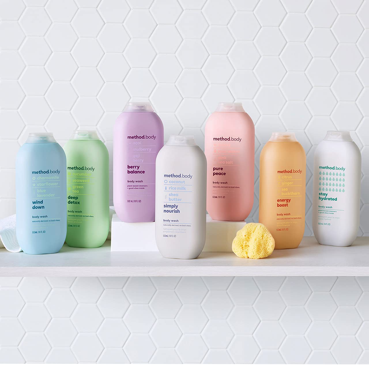 Method Body Wash, Simply Nourish, Paraben and Phthalate Free, 18 oz (Pack of 6)