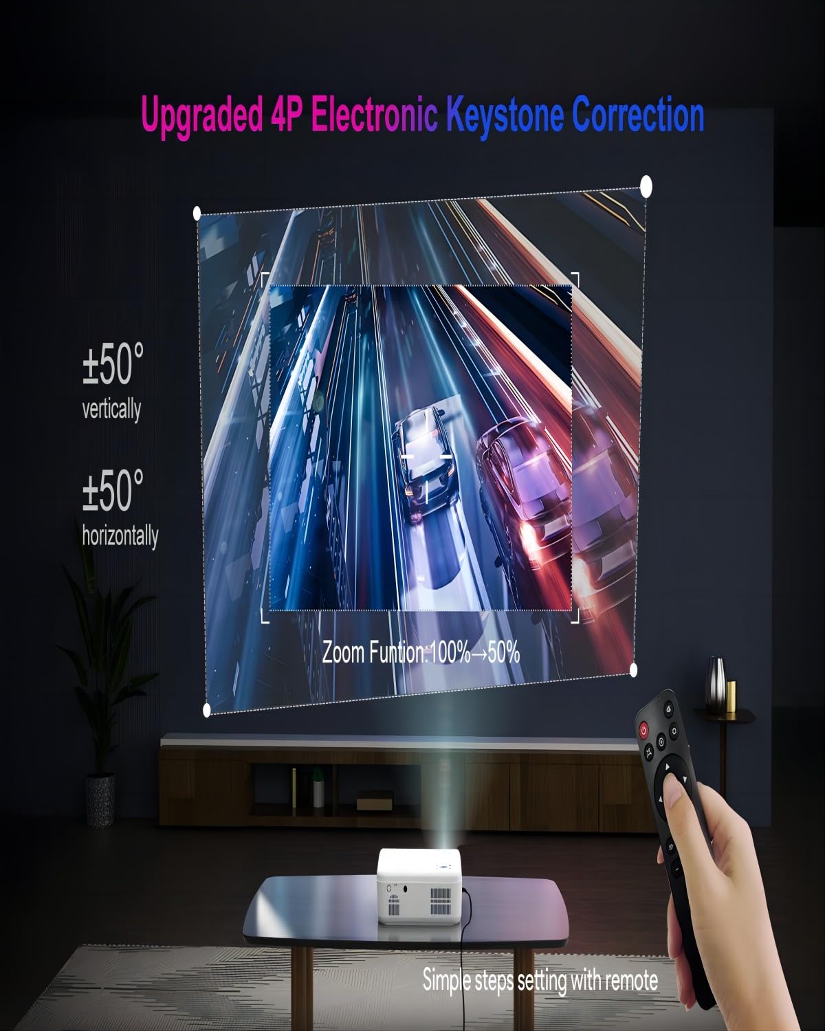 Projector, Outdoor Projector 4K Supported, 600ANSI 20000 LUMENS, ONOAYO 1080P Movie Projector for Outdoor Use with WiFi Bluetooth, Compatible with iOS/Android/PC/PS4/TV Stick/HDMI/USB