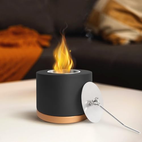 MCleanPin Tabletop Fire Pit,Smokeless Firepit,Smores Firepit Table Top,Mini Fireplace, Indoor Outdoor Patio Decor, Portable Campfire,Small Table Top Firepit Bowl, Table Top Decor,Fall Gifts (Black)