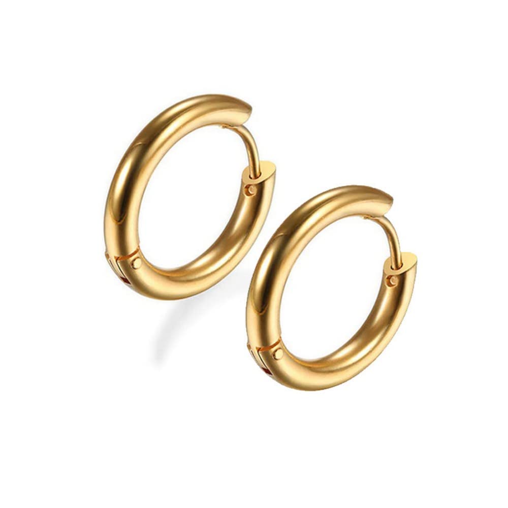 Unisex 18K Real Gold Plating Surgical Steel Sleeper Tiny Hoop Earrings,Nose Ring Septum Ring Helix Ring Daith Ring Lip Ring Nipple Ring Snug Ring Body Piercing Jewelry (Gold-10Pcs)