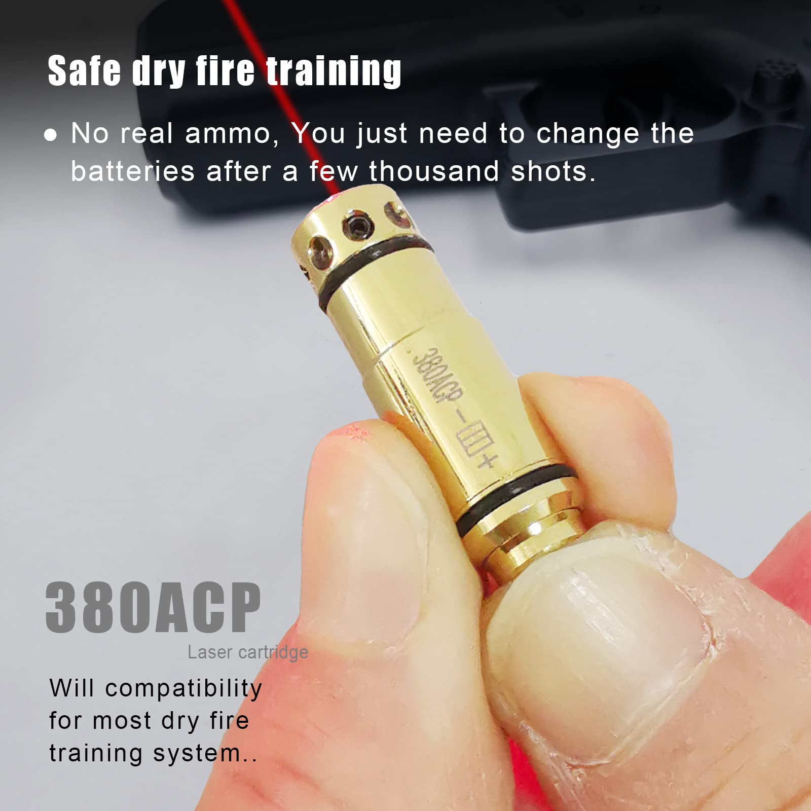 StrongTools Tactical Laser Training Cartridge 380acp Dry Fire Laser Bullet with O Ring and Spare Snap Cap