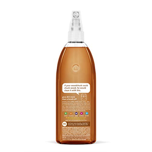 Method Daily Hardwood Cleaner, Almond, Plant-Based Formula That Cleans Shelves, Tables and Other Wooden Surfaces While Removing Dust & Grime, 28 Fl Oz, (Pack of 4)