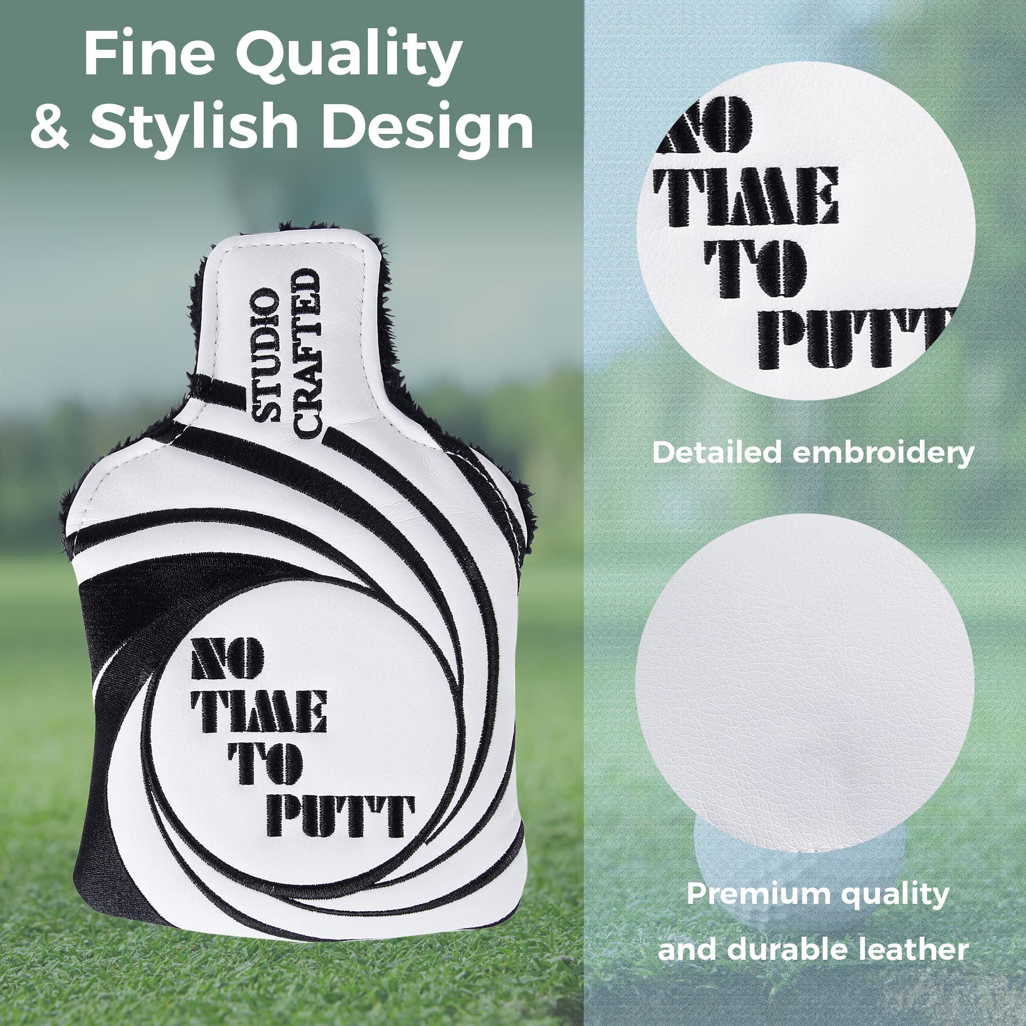 Studio Crafted No Time to Putt Golf Square Mallet Putter Cover Magnetic Closure