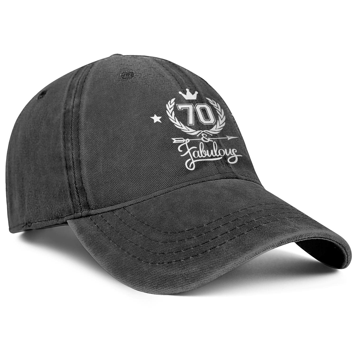 Traqueu Funny 70th Birthday Gifts Men Women 70 and Fabulous Hat Baseball Cap Denim Hat Washed Cotton Hat