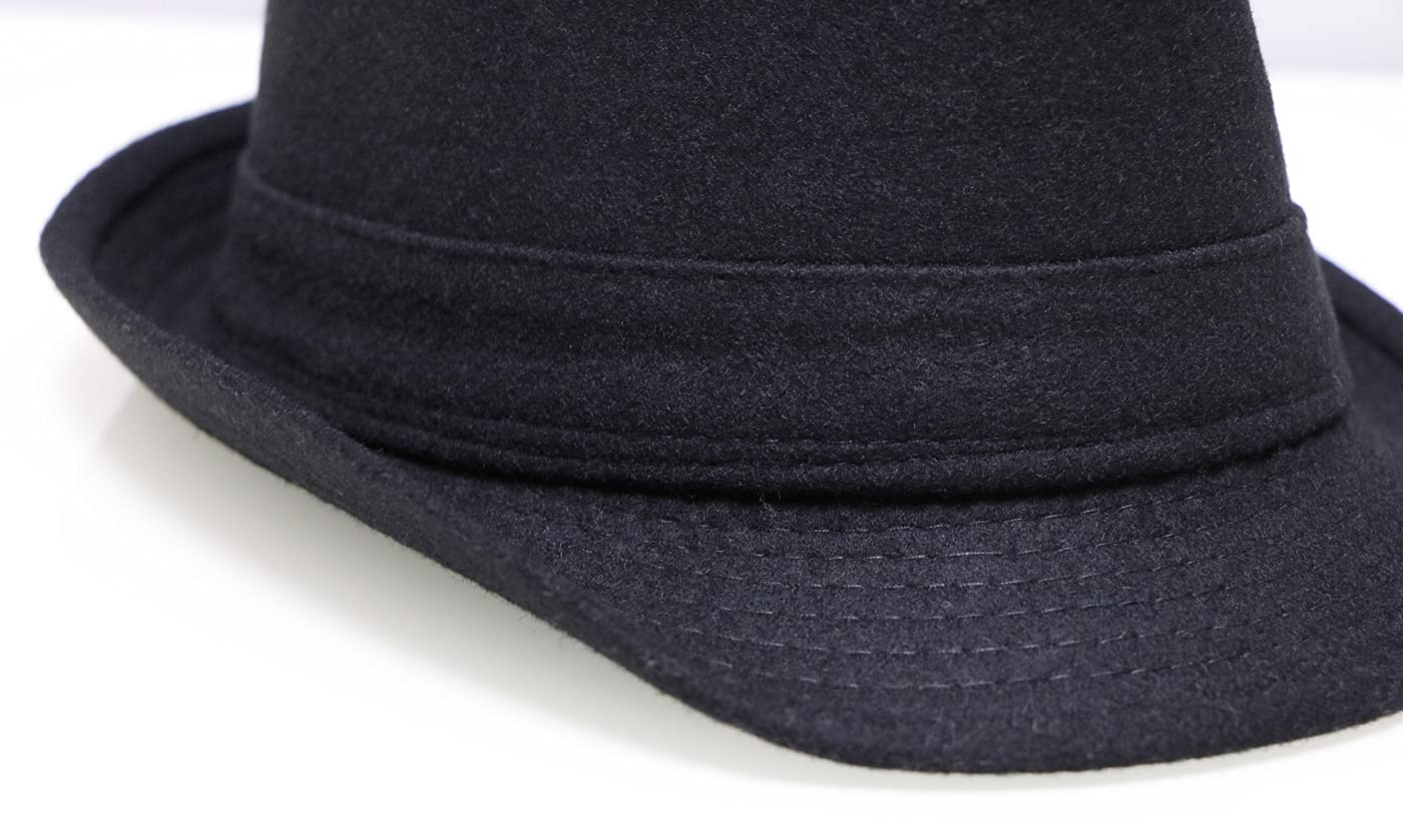 Unisex Classic Manhattan Fedora Hat Women Timelessly Felt Short Brim Gangster Trilby Hat for Men(Size:M)