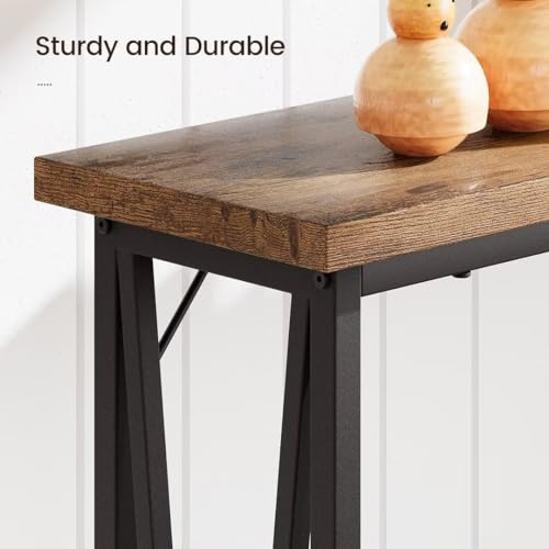 Narrow Console Table, 72.8 Inch Extra Long Entryway Table with Outlet and USB Ports, Narrow Sofa Table for Living Room Hallway Foyer, Rustic Brown