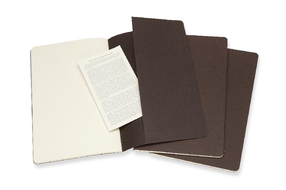 Moleskine Cahier Journal, Soft Cover, Large (5" x 8.25") Plain/Blank, Coffee Brown, 80 Pages (Set of 3)