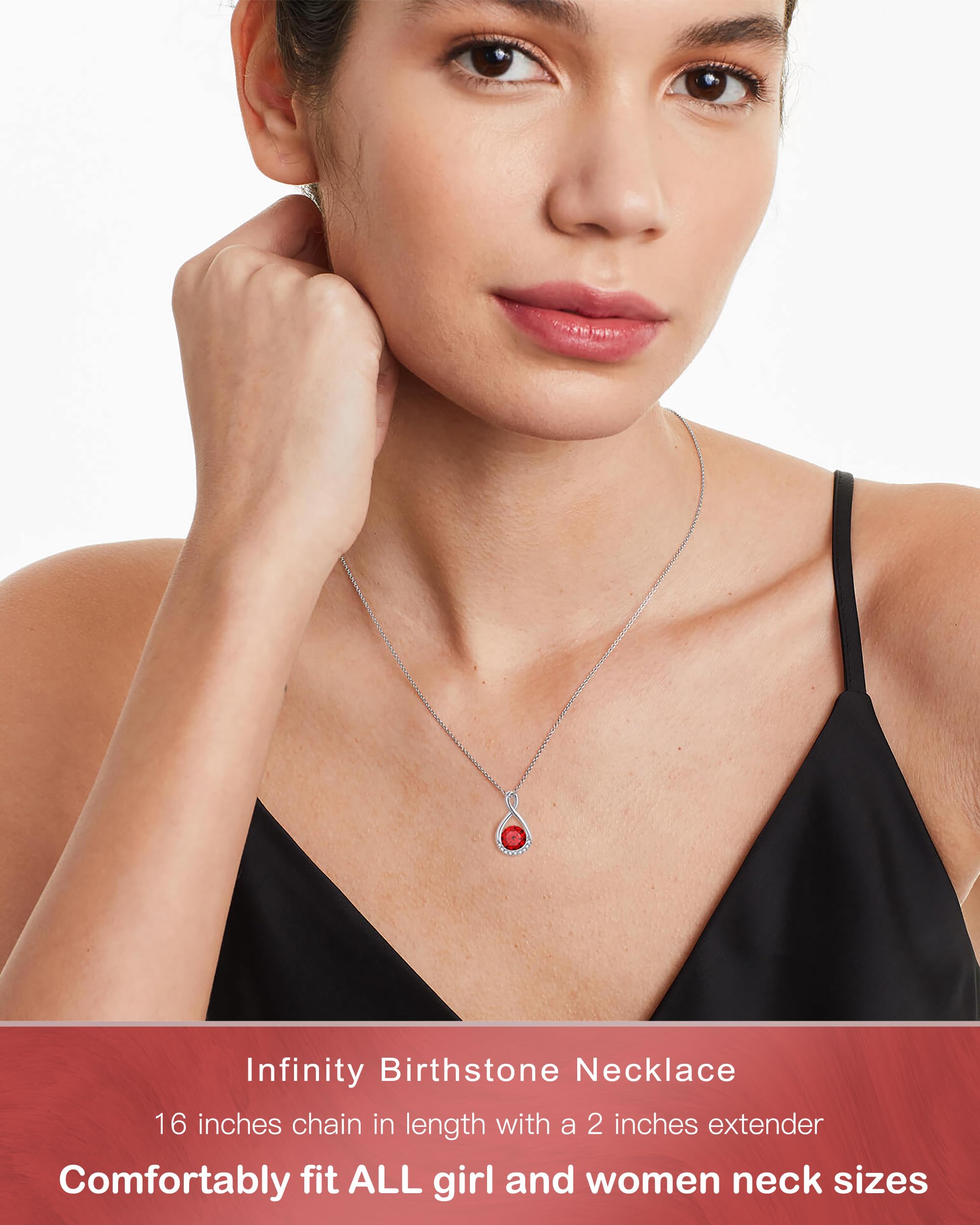 MIDDLUX Infinity Birthstone Necklaces for Women Girl, Stainless Steel, Cubic Zirconia