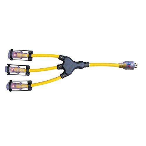 Voltec 04-00214 2ft 10/4 & 10/3 L14-30P Generator"W" Adapter w/E-Zee Lock & (3X) 5-20R Lighted Receptacles