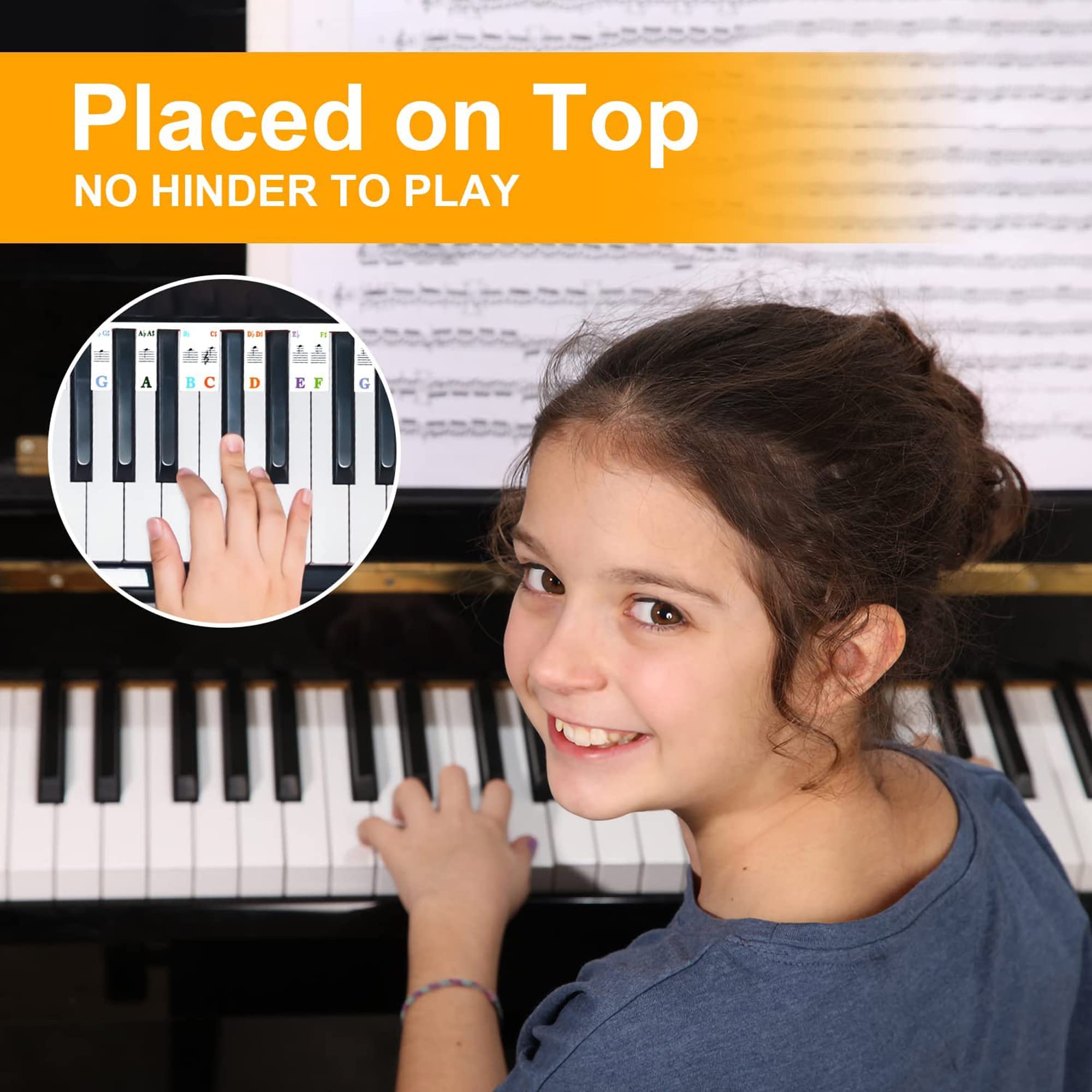 WOJIM - Removable Piano Keyboard Note Labels,Piano Notes Guide & Piano Key Guide,61 Keys Piano keyboard,Say Goodbye to Piano Stickers & Piano Keyboard Stickers (Colorful)