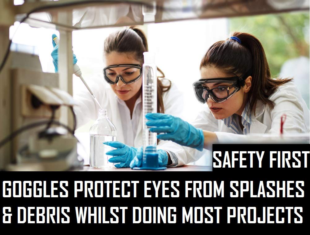 Protective Equip Safety Goggles Over Glasses - Lab Safety Goggles For Eye Protection - Scratch Resistant Clear Safety Goggles Anti Fog-for Men & Women(large)